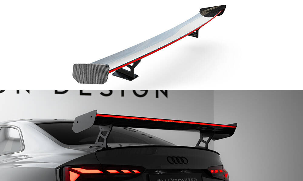 Carbon Heck Spoiler Heckflügel Standfuß Außen V.2 + LED passend für A ...