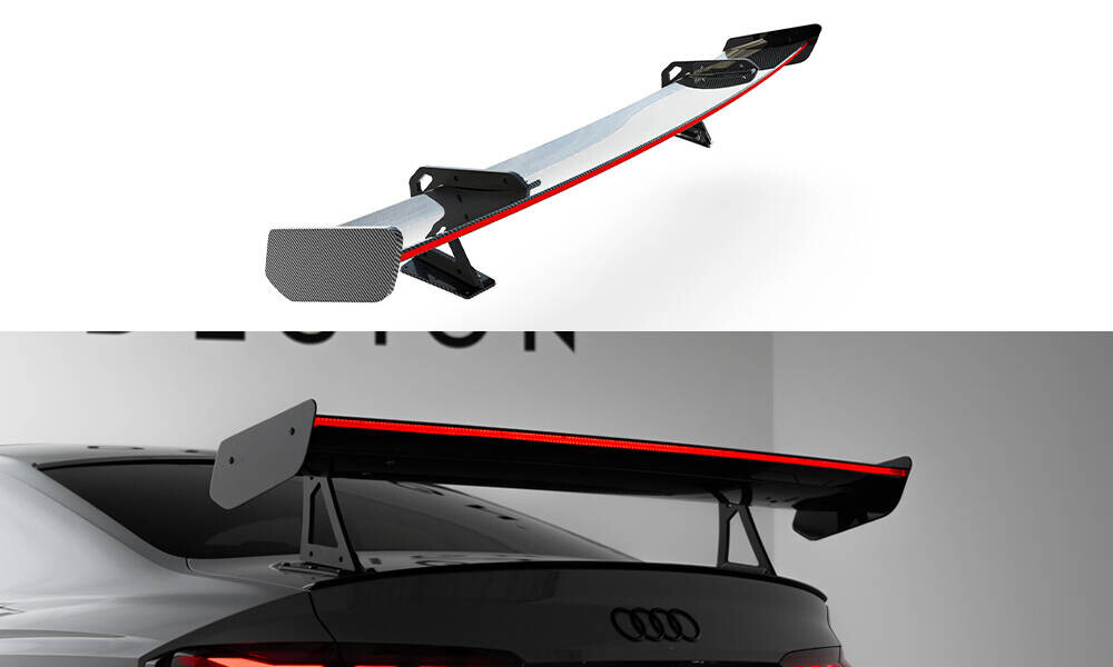 Carbon Heck Spoiler Heckflügel mit Schwan Halterung + LED passend für ...